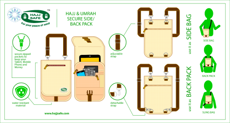 Essentials › Hajj Safe › Hajj Safe Secure Hajj & Umrah Side and Back Pack