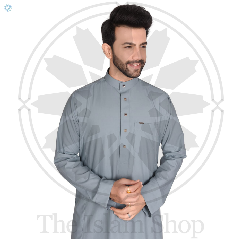 Clothing › Thobes/Jubba and Under Garment › Al Abyadh Premium Grey-Blue ...