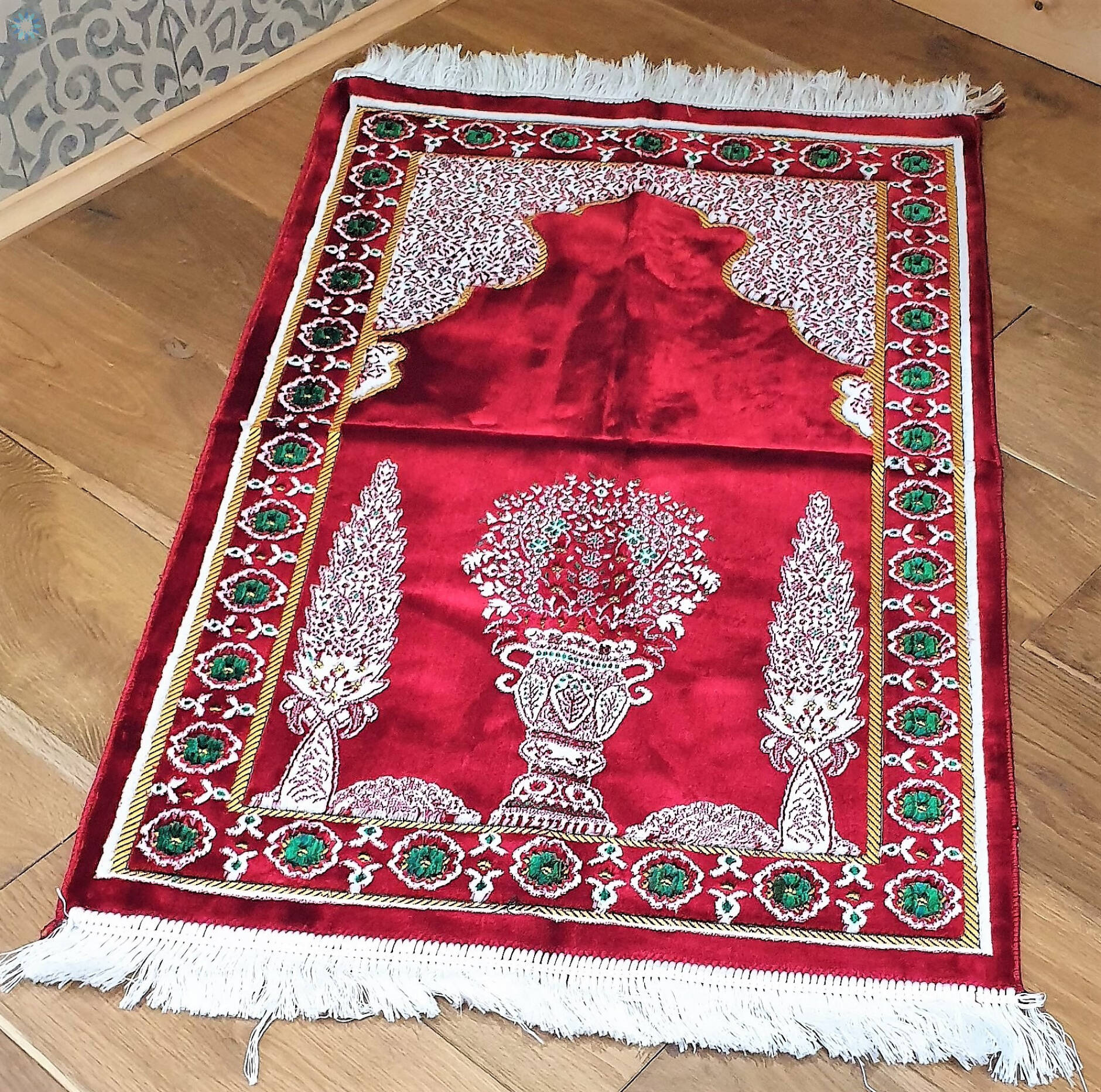 Essentials › Prayer Mats › Ludhiana Red Velvet Prayer Mat
