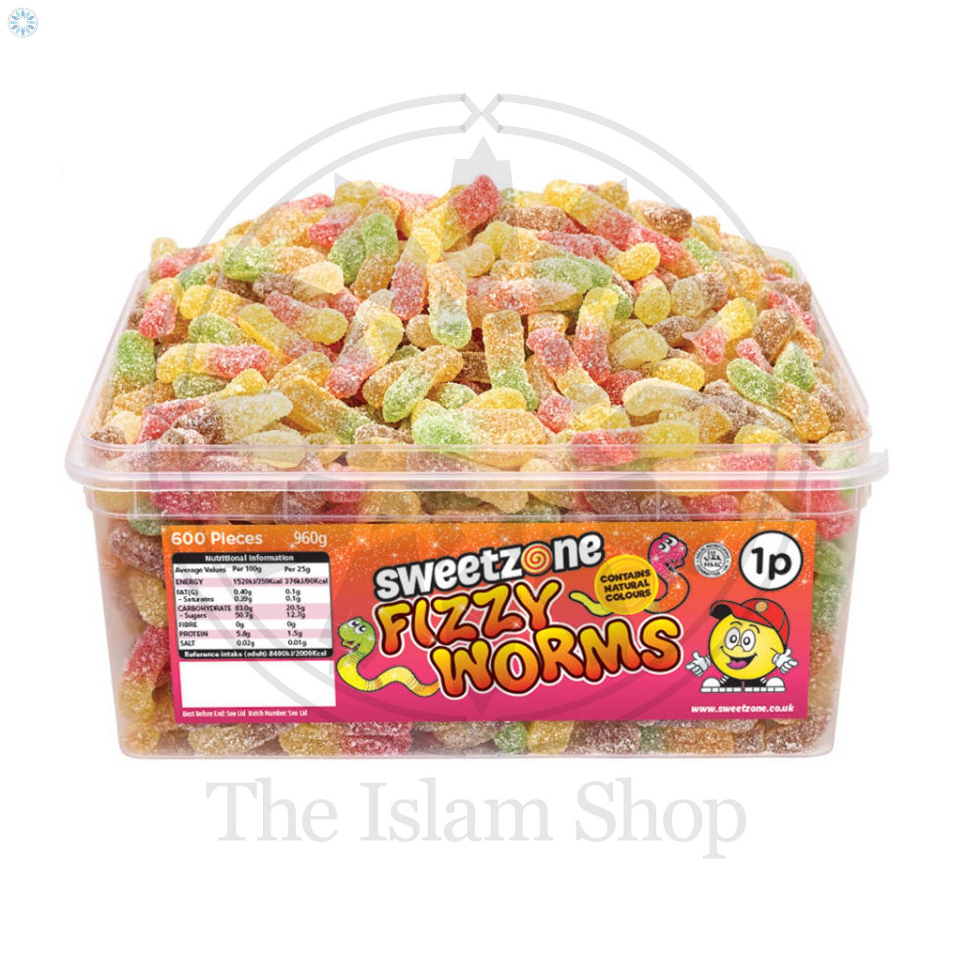 Halal Foods › Halal Sweets › Fizzy Worms (350 pieces in SweetZone Tub) 2p